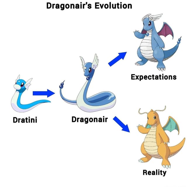 Dragonair's Evolution Expectations Dratini Dragonair Reality - iFunny