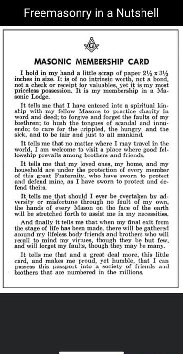 Freemasonry in a Nutshell MASONIC MEMBERSHIP CARD hold in my hand a ...