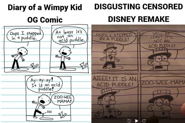 Diary of Wimpy Kid DISGUSTING CENSORED OG Comic DISNEY REMAKE NO AN MAY ...