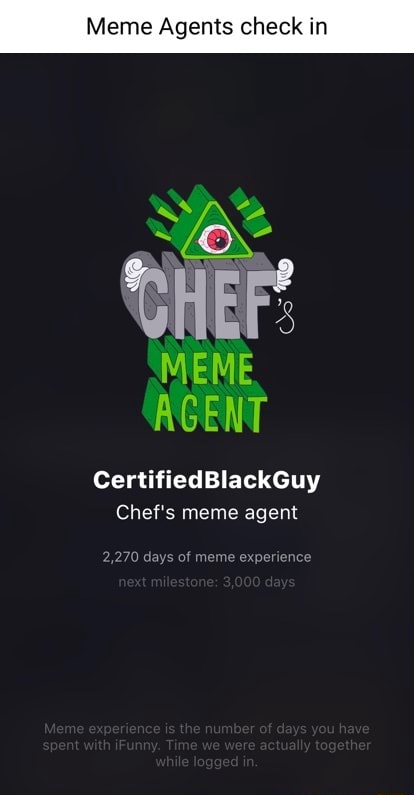 Meme Agents check in MEME AGENT CertifiedBlackGuy Chef's meme agent ...