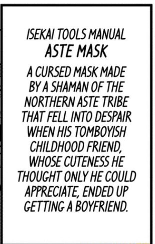 ISEKAI TOOLS MANUAL ASTE MASK A CURSED MASK MADE BY A SHAMAN OF THE ...