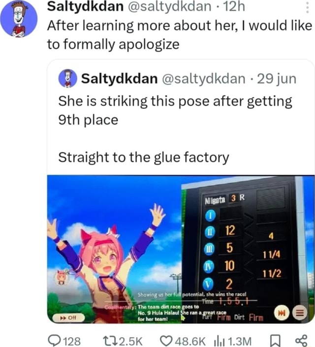 Saltydkdan @saltydkdan After learning more about her, I would like to ...