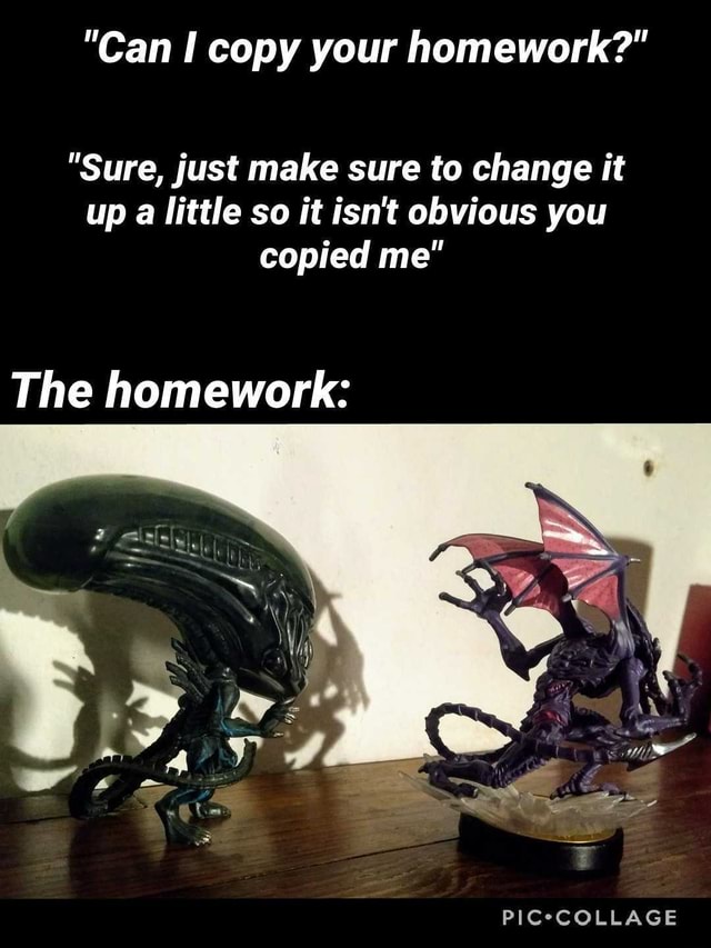 "Can I copy your homework?" "Sure, just make sure to change it up a little so it isn't obvious ...