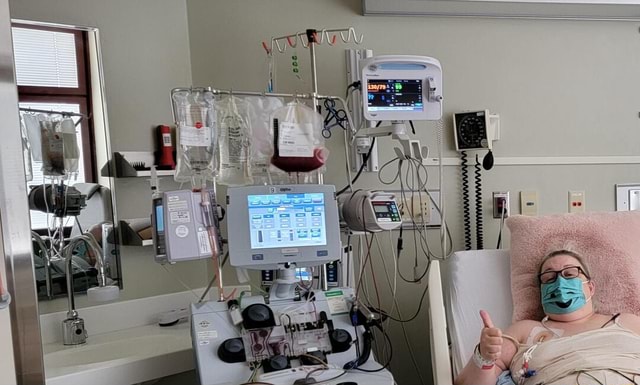 This is the apheresis machine that I was hooked up to for 6 hours. You ...