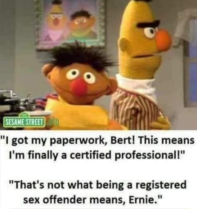 Sesame Street I Got My Paperwork Bert This Means Im Finally A