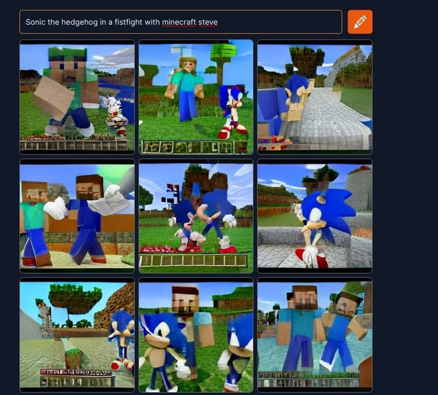 Sonic the hedgehog in a fistfight with minecraft steve - iFunny