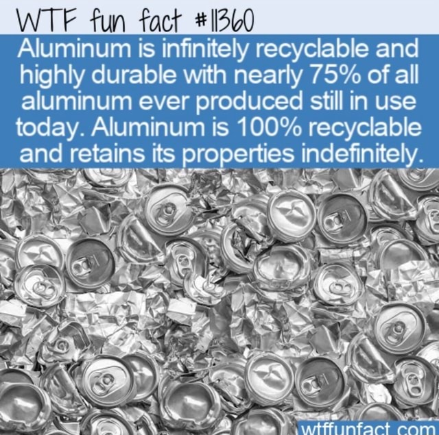 WTF fun fact Aluminum is infinitely recyclable and highly durable with ...
