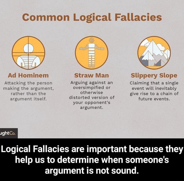Common Logical Fallacies Ad Hominem Straw Man Slippery Slope Attacking ...