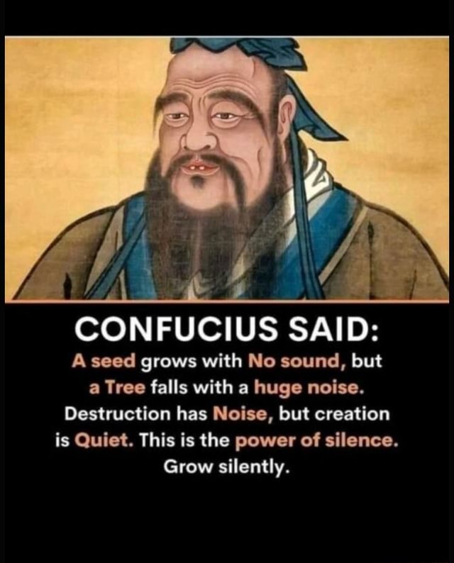 CONFUCIUS SAID: A seed grows with No sound, but a Tree falls with a ...
