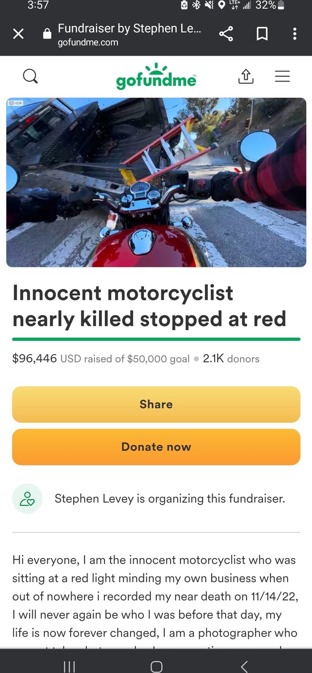 A Fundraiser by Stephen Le... Yo Innocent motorcyclist nearly killed ...