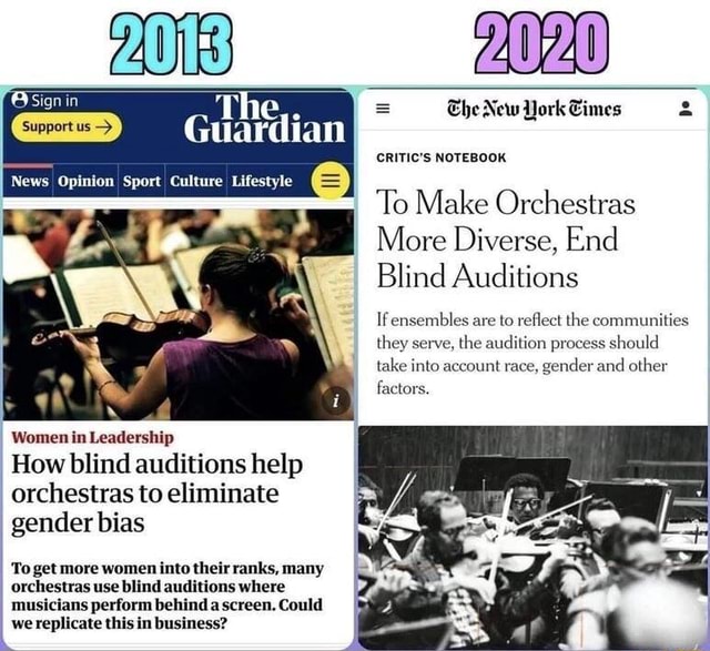 Sign in Support us > Women in Leadership How blind auditions help ...