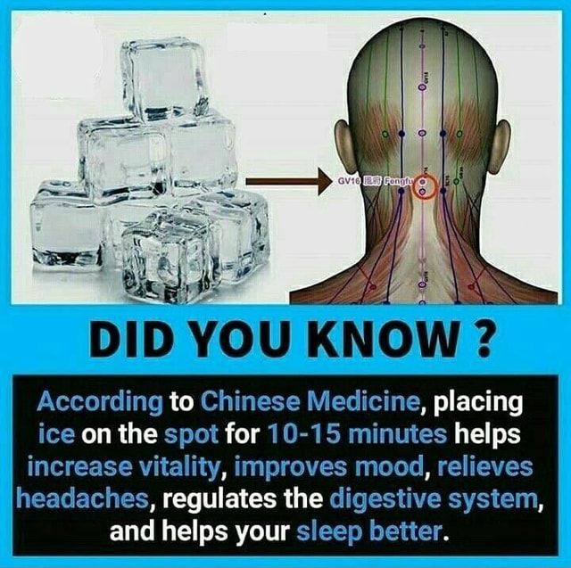 DID YOU KNOW According to Chinese Medicine, placing ice on the spot for ...