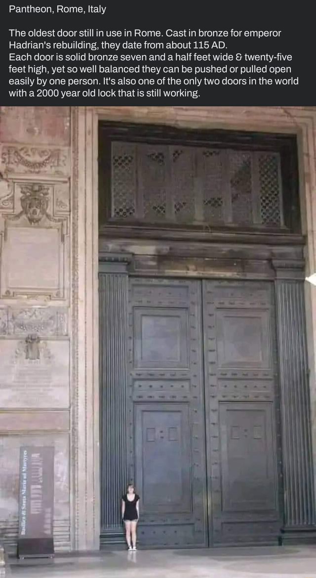Pantheon, Rome, Italy The oldest door still in use in Rome. Cast in ...