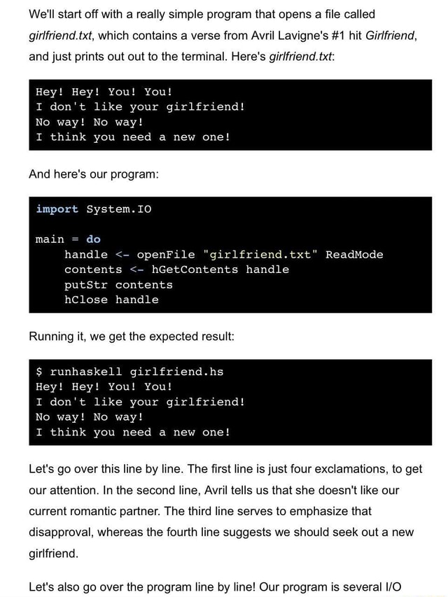 We'll start off with a really simple program that opens a file called ...