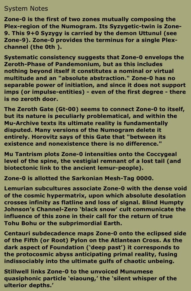System Notes Zone-0 is the first of two zones mutually composing the ...