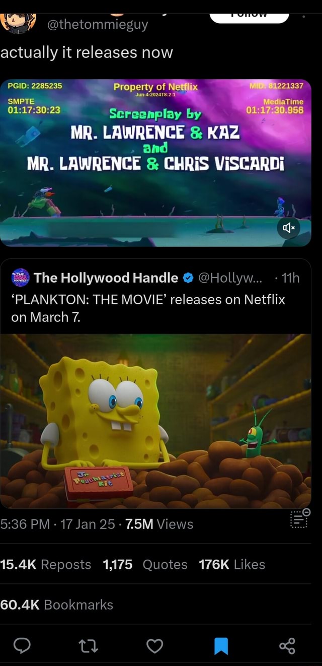 Actually it releases now PGID: 2285235 Property of Netilix 1221837 ...