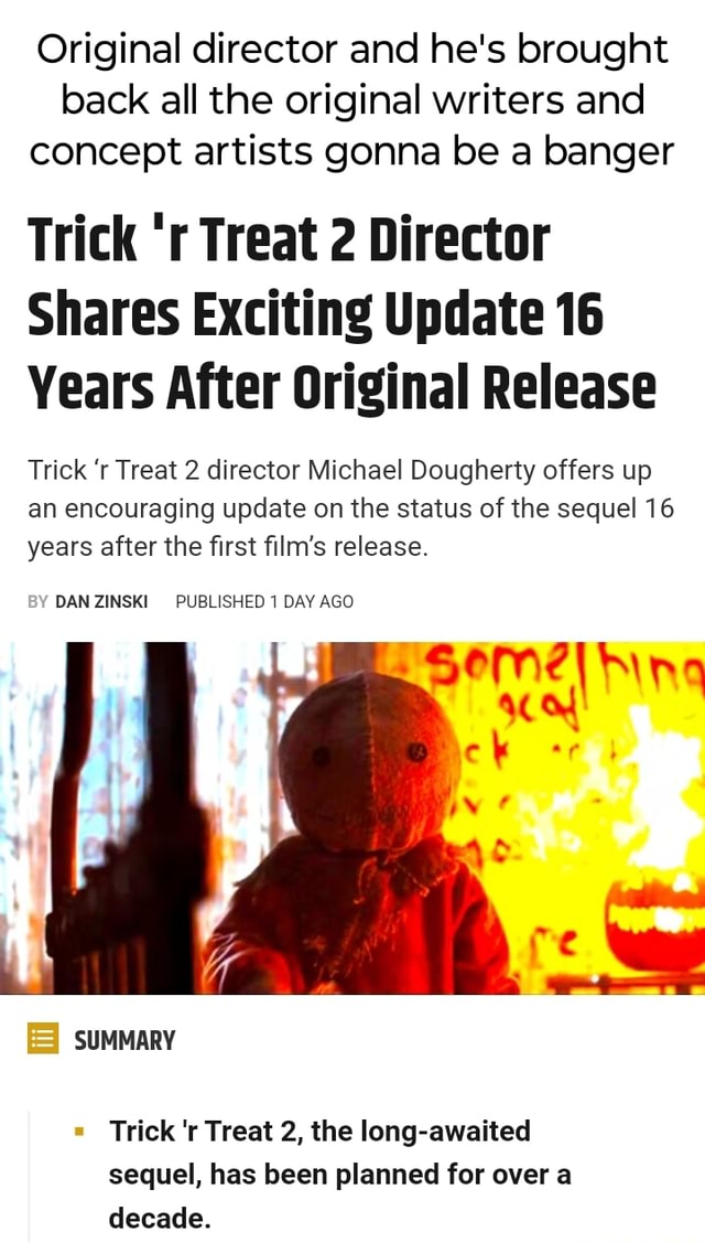 Original director and he's brought back all the original writers and concept artists gonna be a ...