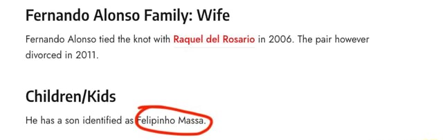 Fernando Alonso Family: Wife Fernando Alonso tied the knot with Raquel ...