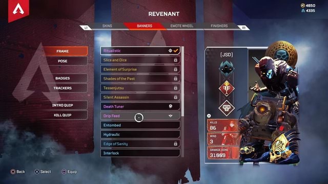 REVENANT SKINS BANNERS EMOTE WHEEL FINISHERS FRAME R twalistic POSE ...