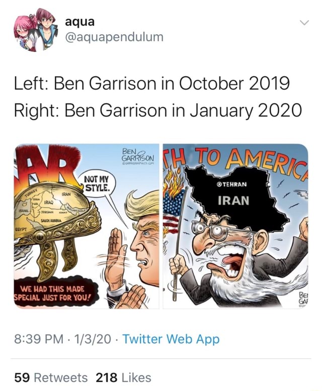 Left: Ben Garrison in October 2019 Right: Ben Garrison in January 2020 ...