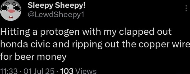 Sleepy Sheepy! @LewdSheepy1 Hitting a protogen with my clapped out ...