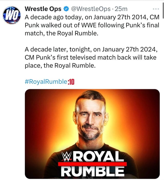 Wrestle Ops @ @WrestleOps A decade ago today, on January 27th 2014, CM ...