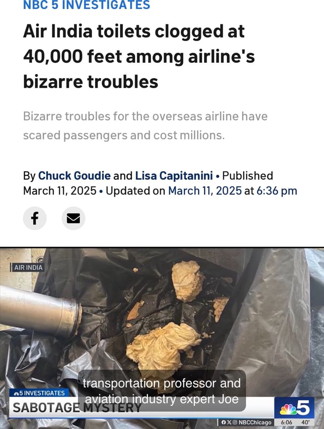 NBC INVESTIGATES Air India toilets clogged at 40,000 feet among airline ...