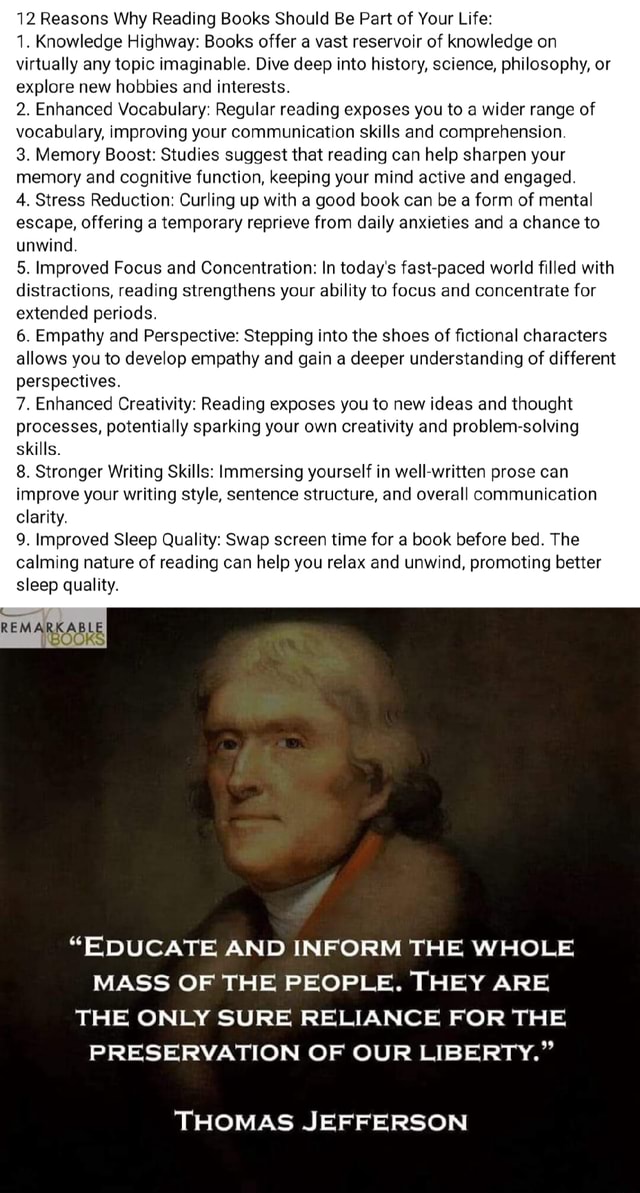 12 Reasons Why Reading Books Should Be Part of Your Life: 1. Knowledge Highway: Books offer a ...