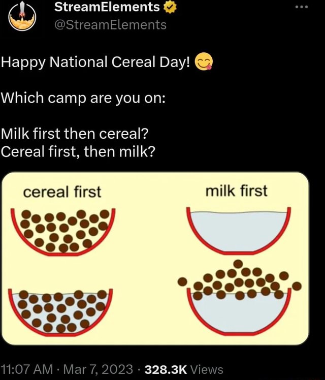 StreamElements @StreamElements Happy National Cereal Day! Which camp ...