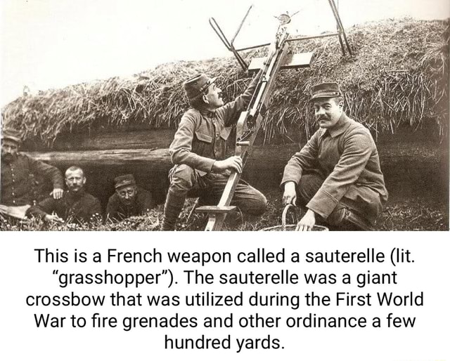 This is a French weapon called a sauterelle (lit. "grasshopper"). The ...