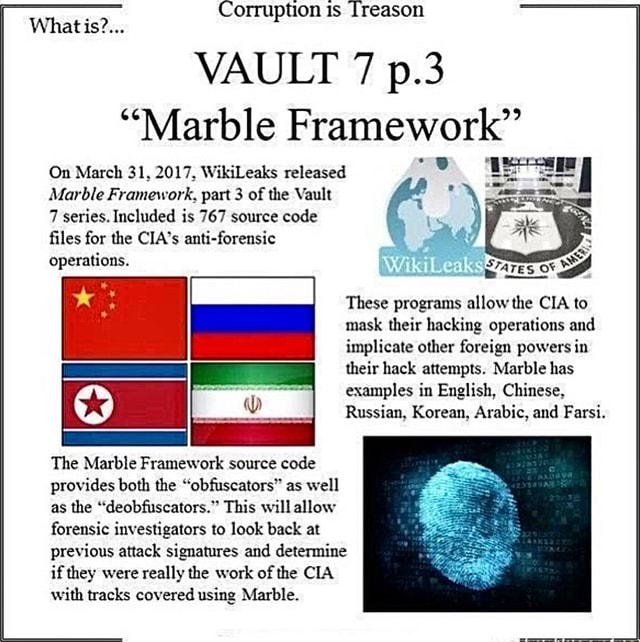 Corruption is [reason VAULT 7 "Marble Framework On March 31, 2017 ...