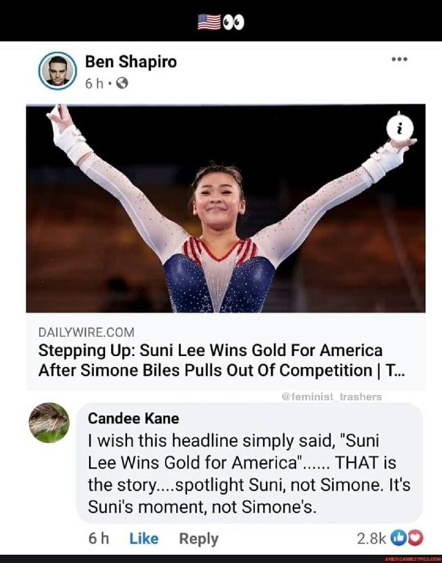 Ben Shapiro Stepping Up: Suni Lee Wins Gold For America After Simone ...