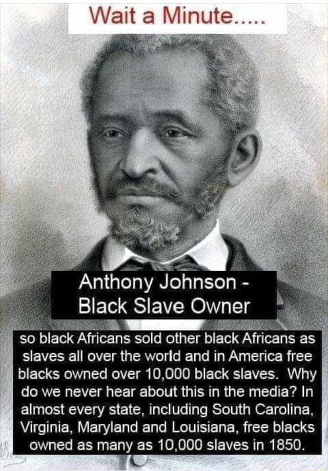 Wait Minute Anthony Johnson Black Slave Owner So Black Africans Sold
