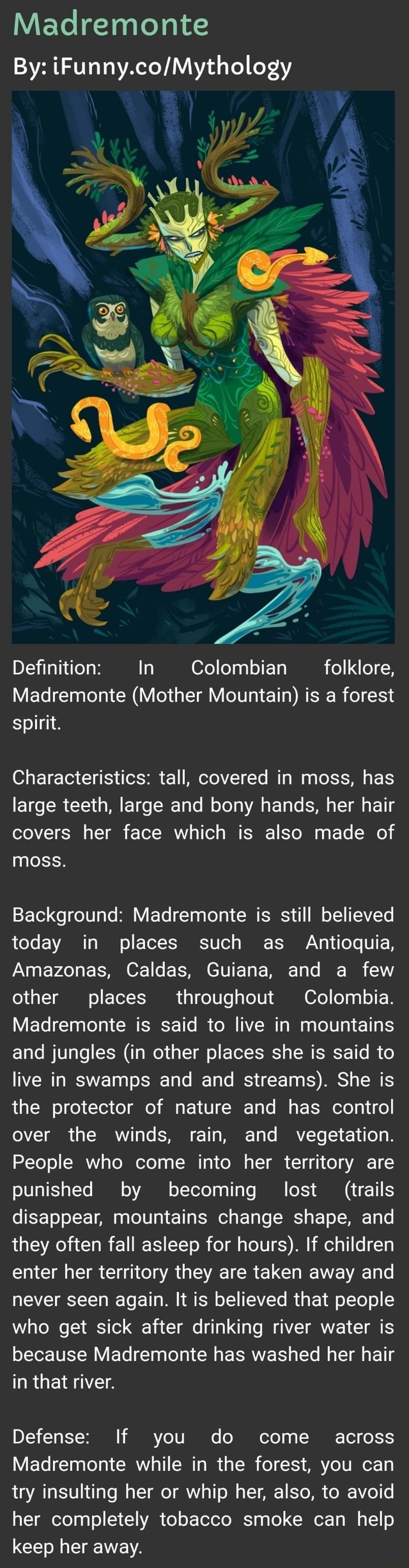 Madremonte By: iFunny.co/Mythology Deﬁnition: In Colombian folklore ...