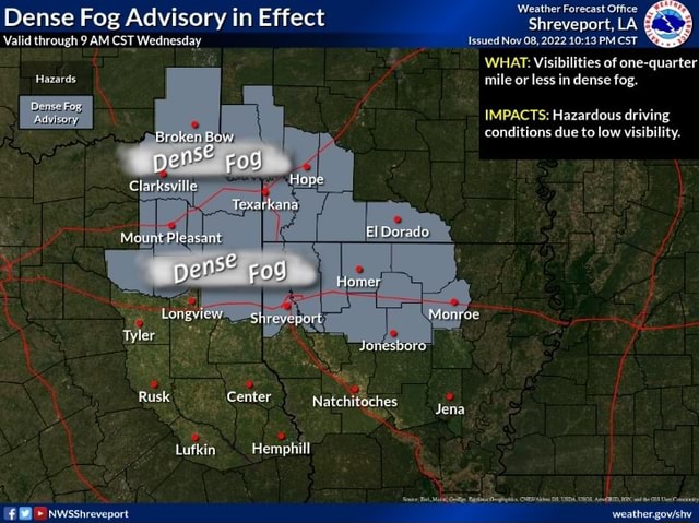 Weather Forecast Office Dense Fog Advisory in Effect Valid through CST ...