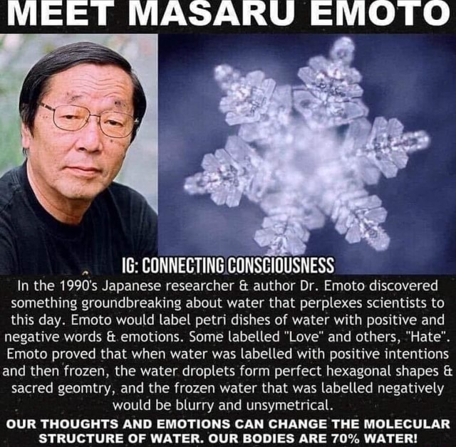 MEET MASARU EMOTO CONNECTING In the 1990's Japanese researcher & author ...