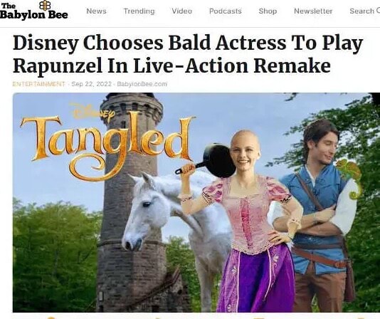 Babylon Bee Disney Chooses Bald Actress To Play Rapunzel In Live-Action ... Babylon Bee Disney Chooses Bald Actress To Play Rapunzel In Live-Action ...