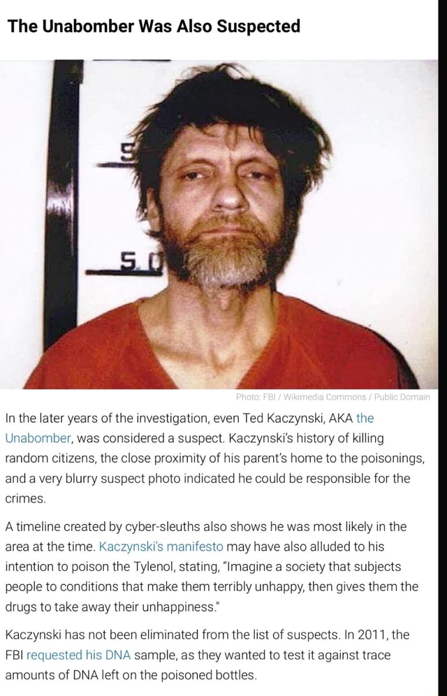 The Unabomber Was Also Suspected th Wikimed Commons Public In the later ...