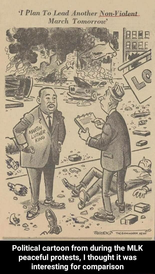 'T Plan To Lead Another Non-Violent March Tomorrow' Political cartoon ...