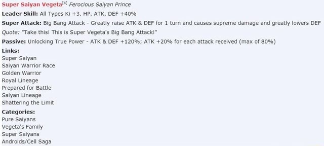 Super Saiyan Vegetal" Ferucmus Saryan Pnnce Leader Skill: AH Types Kx ...