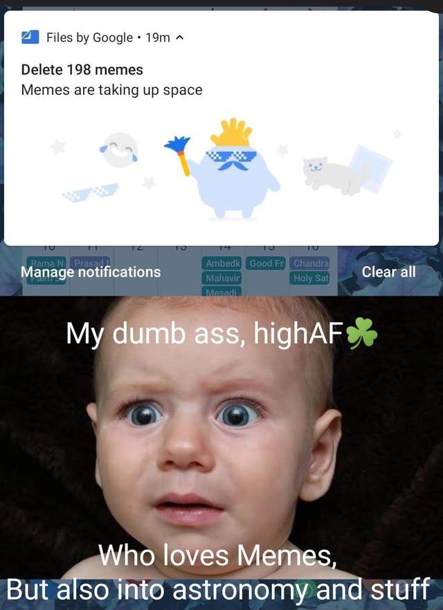 Files by Google Delete 198 memes Memes are taking up space Manage ...