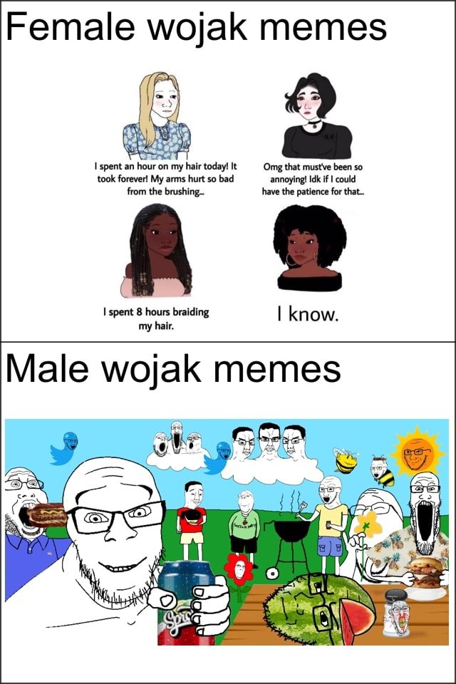 Female wojak memes spent an hour on my hair today! It Omg that must've ...