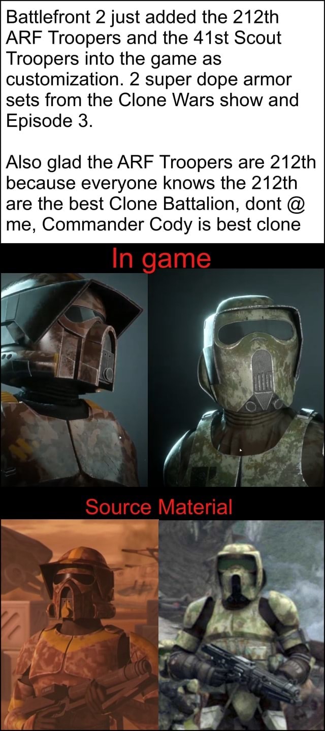 Battlefront 2 just added the 212th ARF Troopers and the 41st Scout ...