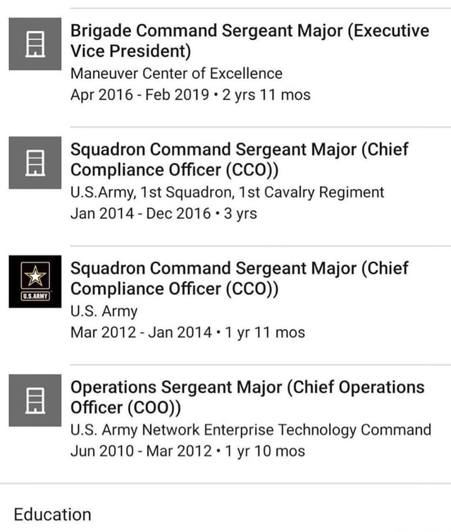 Brigade Command Sergeant Major (Executive Vice President) Maneuver ...
