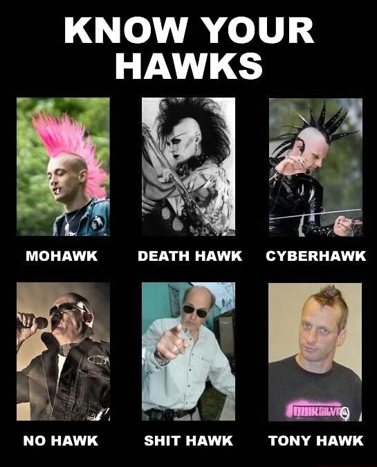 KNOW YOUR MOHAWK DEATH HAWK CYBERHAWK - )