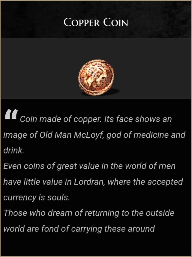 COPPER COIN Coin made of copper. Its face shows an image of Old Man ...