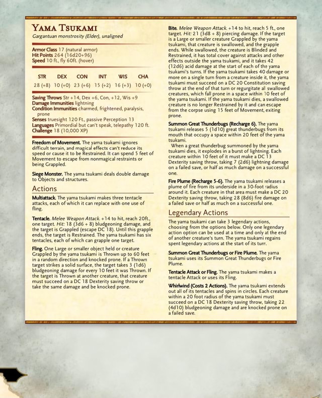 Gargantuan monstrosity (Elder), unaligned Armor Class 17 (natural armor ... Gargantuan monstrosity (Elder), unaligned Armor Class 17 (natural armor ...