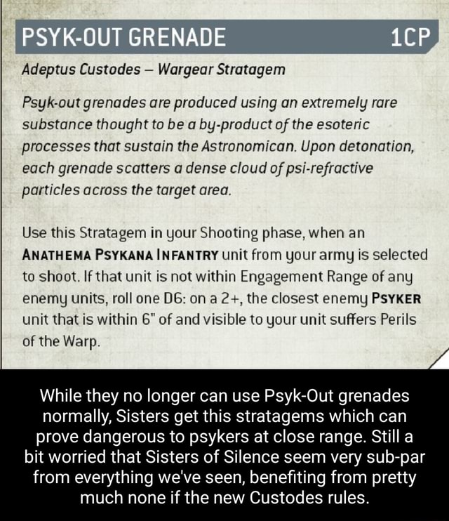 PSYK-OUT GRENADE Adeptus Custodes - Wargear Stratagem Psyk-out grenades ...