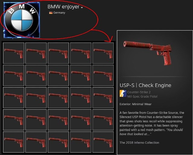 BMW enjoyer Germany he USP-S I Check Engine Counter-Strike 2 Mil-Spec ...