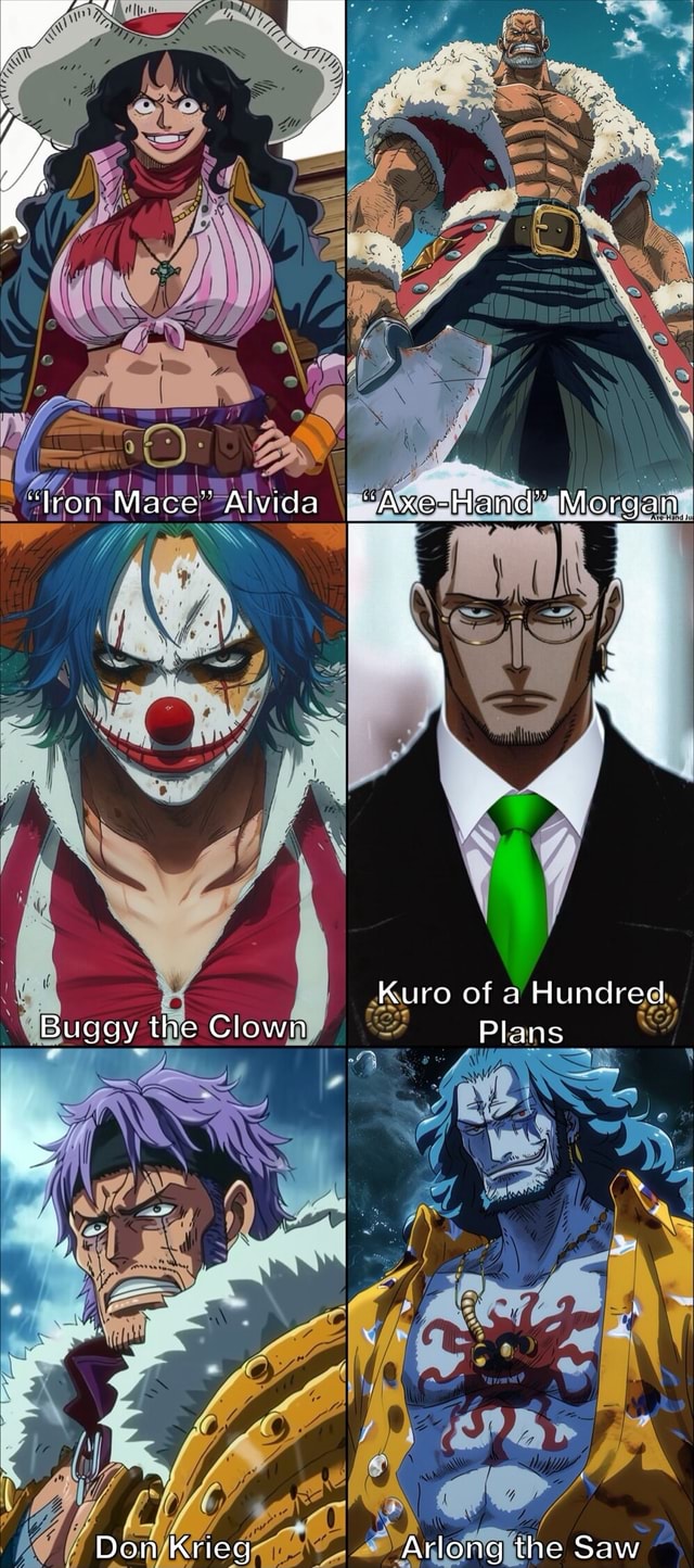 Ron Mace" Alvida "Axe-Hand" Morgan, Kuro of a Hundred Buggy the Clown ...